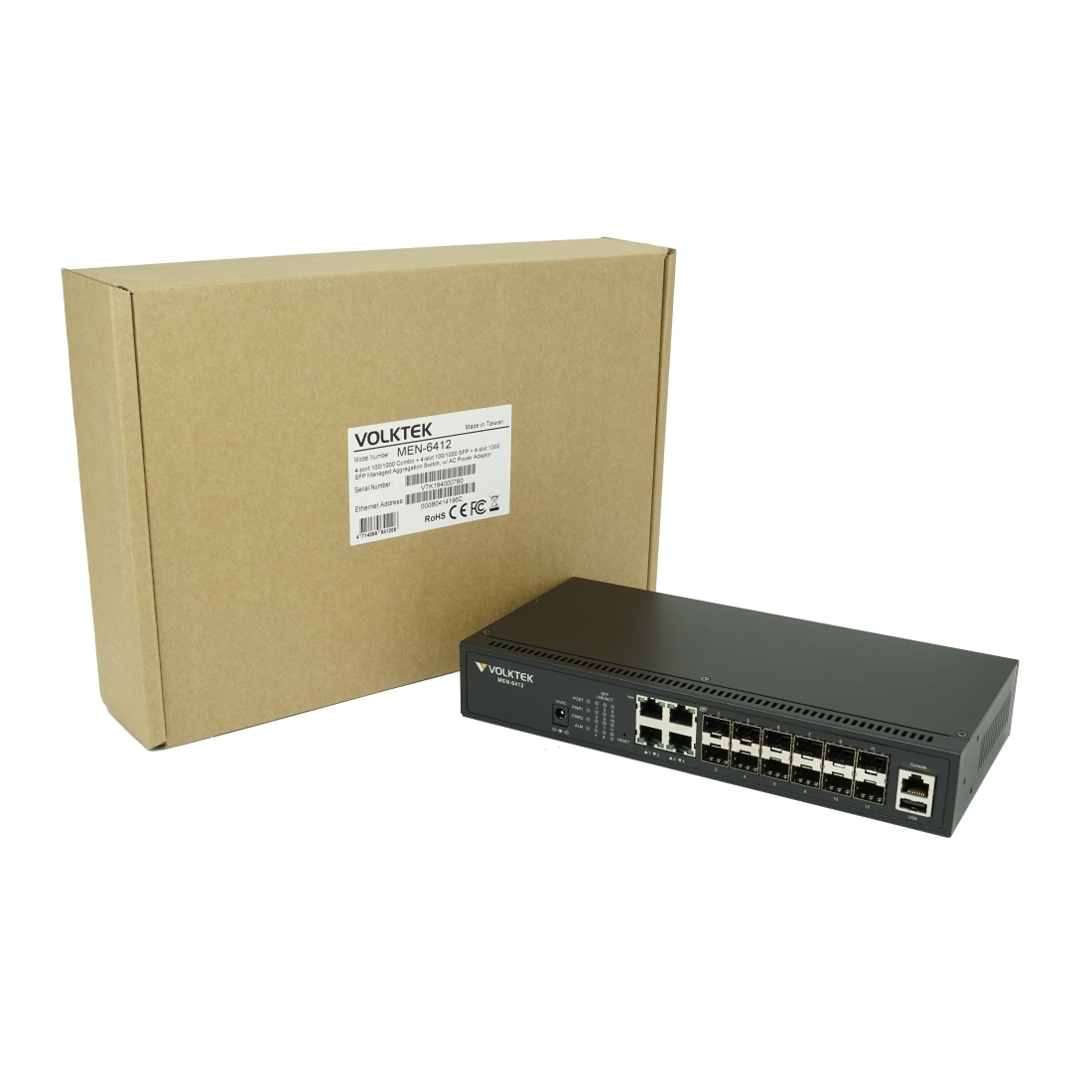 Switch VOLKTEK MEN-6412 12 Port SFP Gigabit Full L2 Managed FTTH Fiber ...